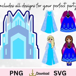 Frozen Castle SVG File for Cake Topper or Party Decorations. Anna and ...
