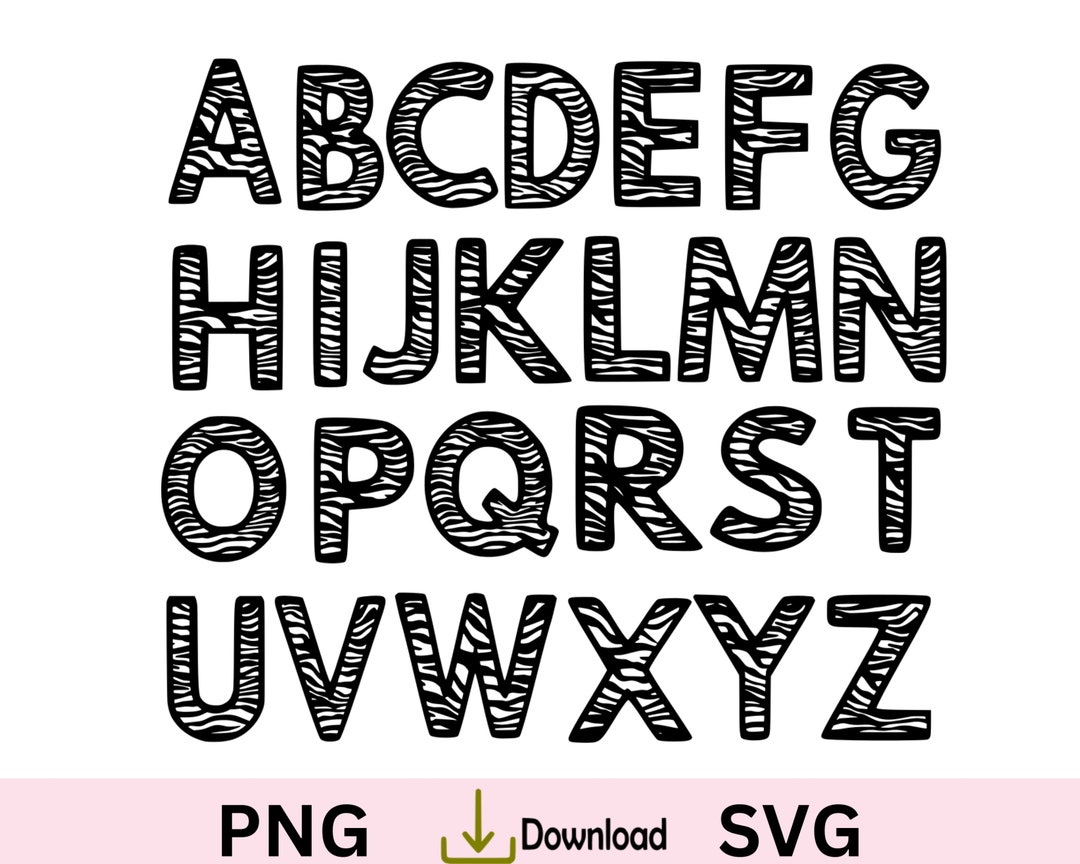 Zebra Alphabet, Zebra Font, Zebra Lettering SVG, Zebra Lettering PNG - Etsy