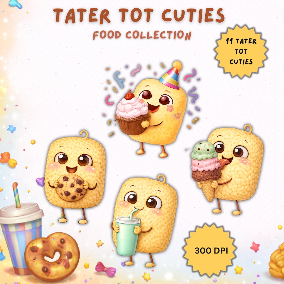 Tater Tot Cuties – Food Lovers PNG & JPG Bundle |food Clipart for ...