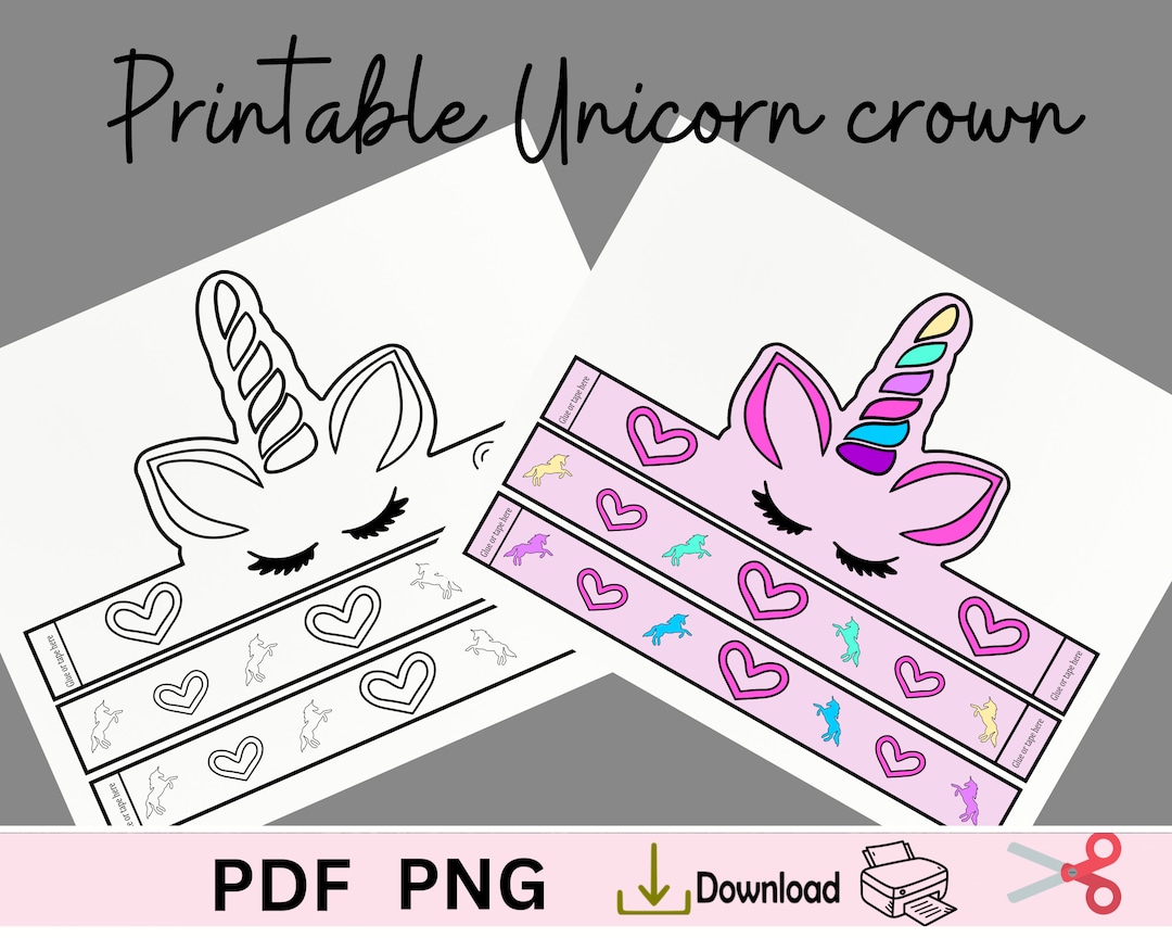 Unicorn Printable Crown, Birthday Princess Crown Unicorn, Party ...