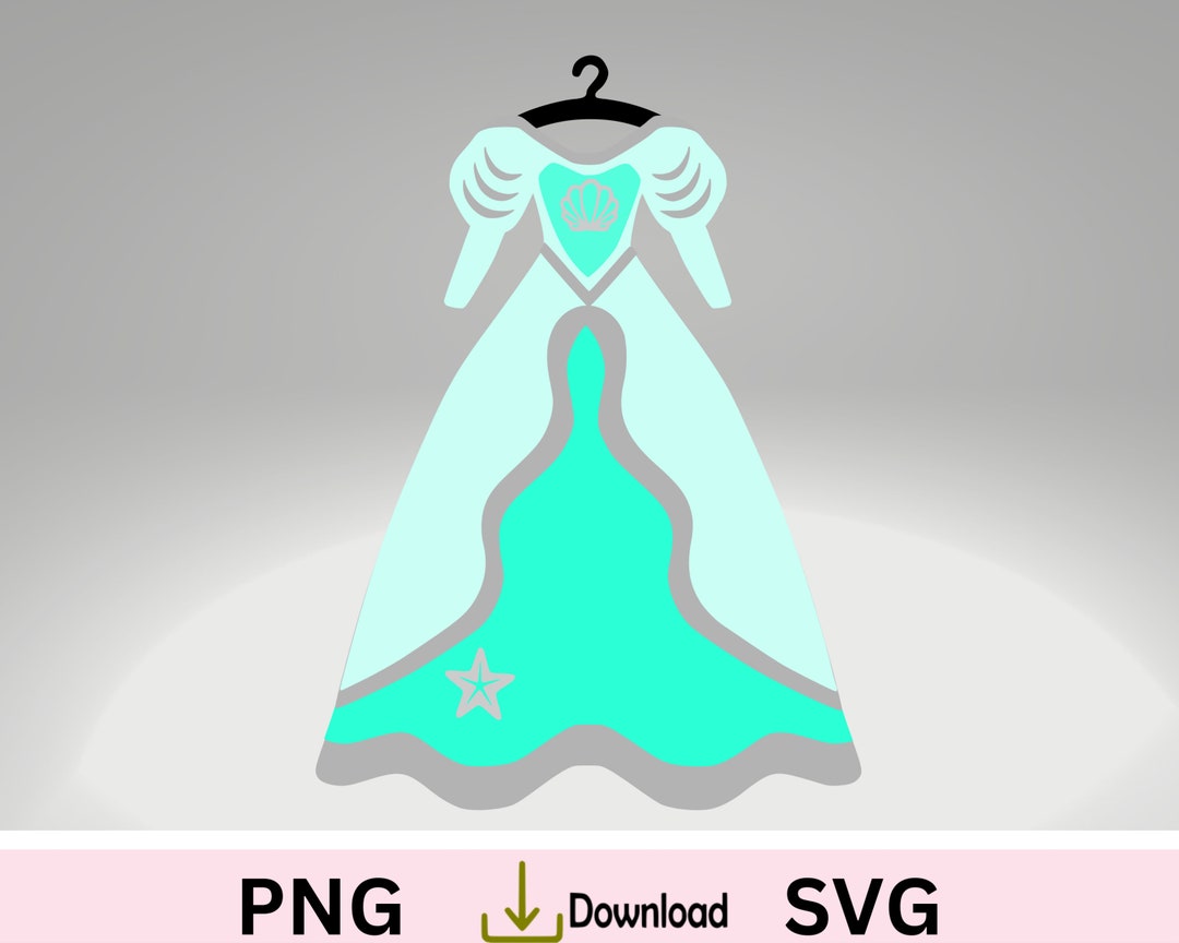 Princess Dress SVG, Ariel Green and White Dress, Princess Party ...