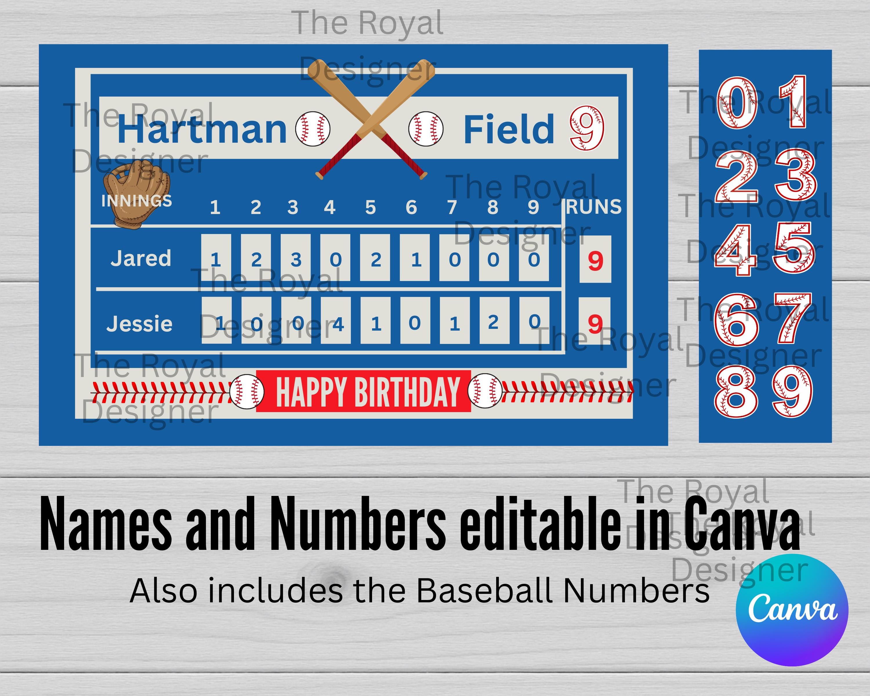 Editable Baseball Scoreboard Printable – Canva Template (instant ...