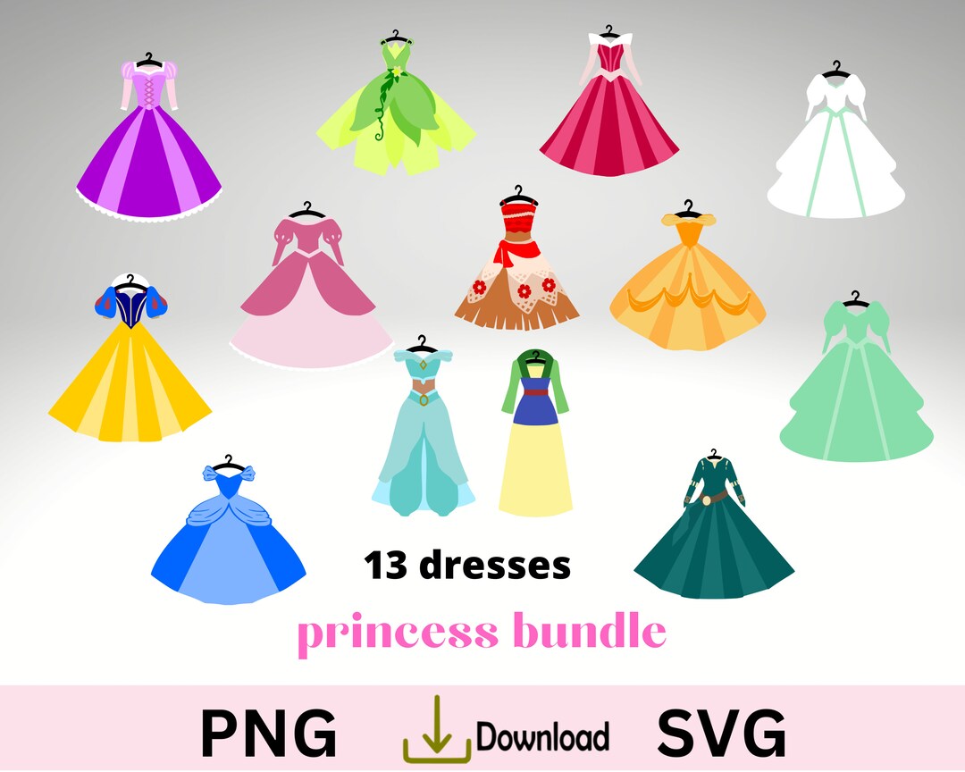 Princess SVG, Princess Bundle, 13 Different Dresses. - Etsy
