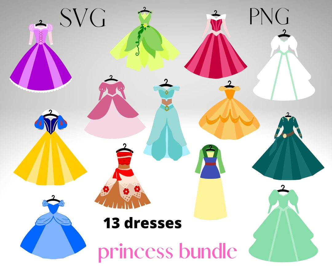 Princess SVG Princess Bundle 13 Different Dresses. (Download Now) - Etsy