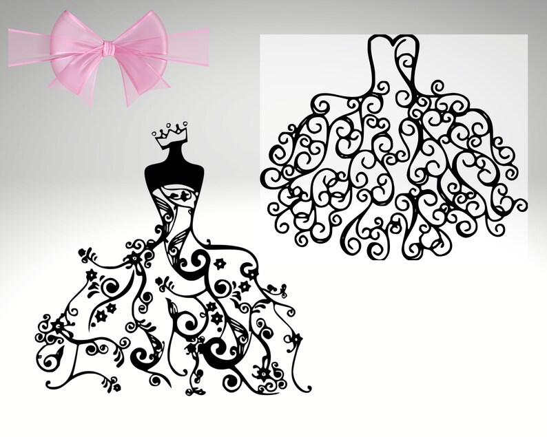 Princess Dress Svg Lacy Dress Wedding Princess Dress. - Etsy