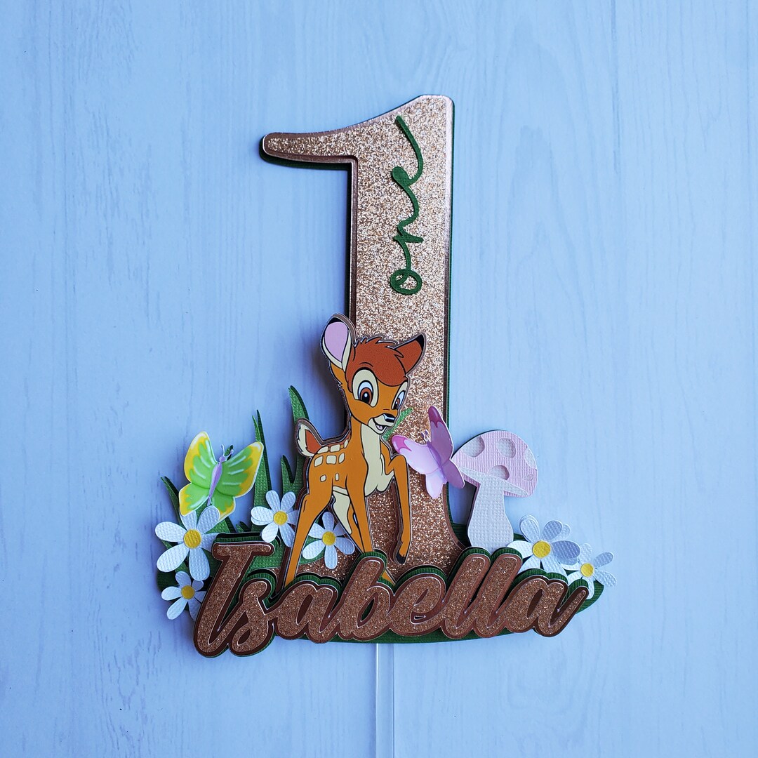 Bambi Cake Topper, One Birthday Cake Topper, Personalized Cake Topper ...