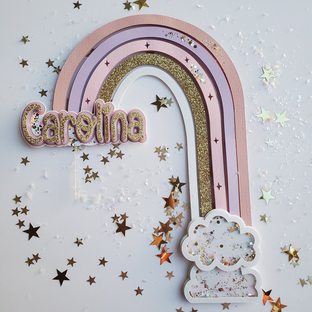 Rainbow Cake Topper, Personalize Boho Rainbow Cake Topper, Birthday ...