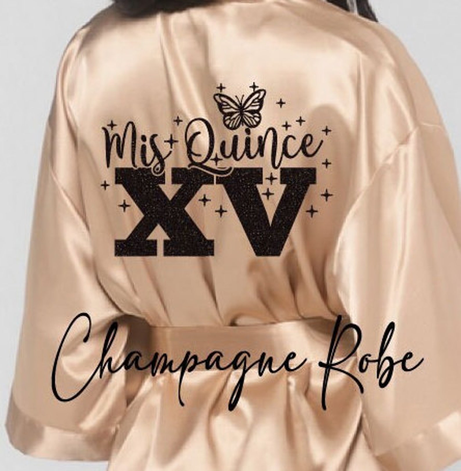 Includes FREE Front Personalization, Mis Quince Butterfly Satin Robes ...