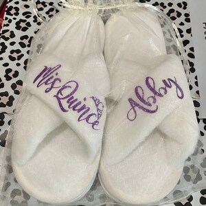 Personalized Quinceañera Fuzzy Slippers, Pantuflas Para Quinceañera ...