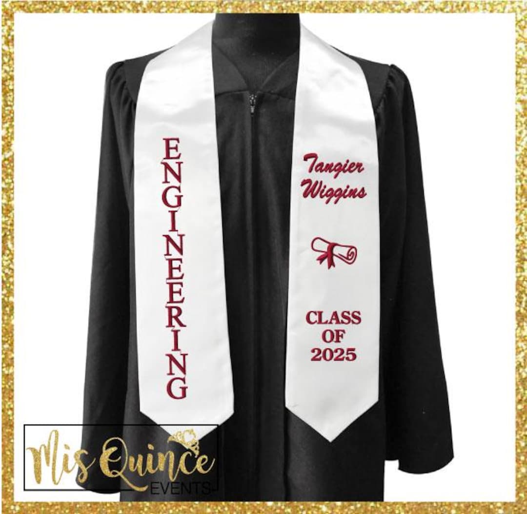 Custom Engineering Embroidered 72" Graduation Stole, Personalized Class ...