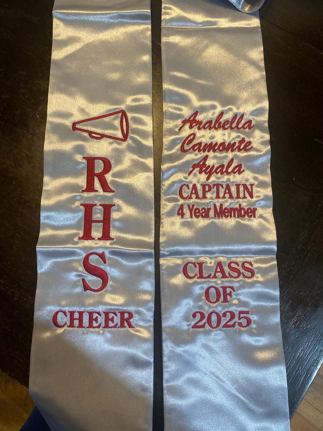 Custom Embroidered 72" Graduation Cheer Stole, Personalized Class of ...