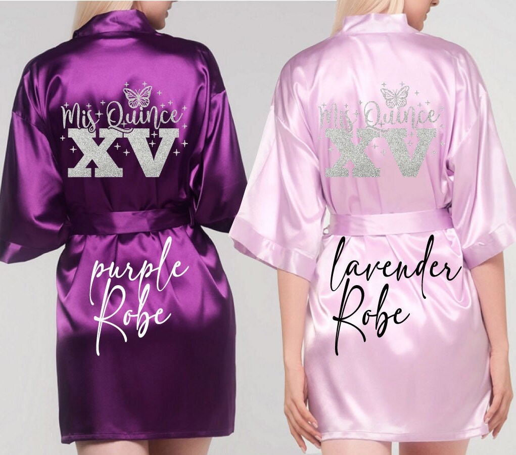 Includes FREE Front Personalization, Mis Quince Butterfly Satin Robes ...