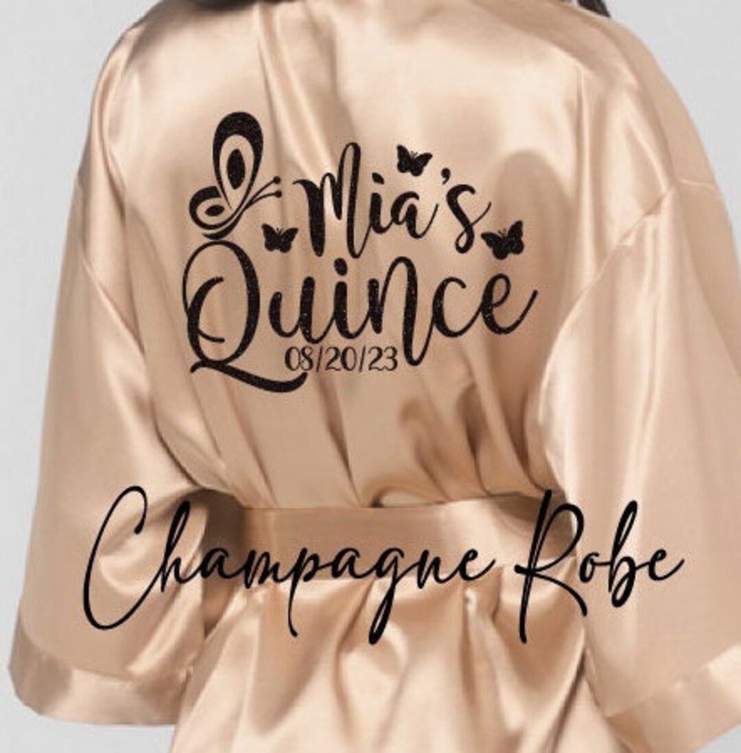 Includes FREE Front Personalization, Mis Quince Butterfly Satin Robes ...