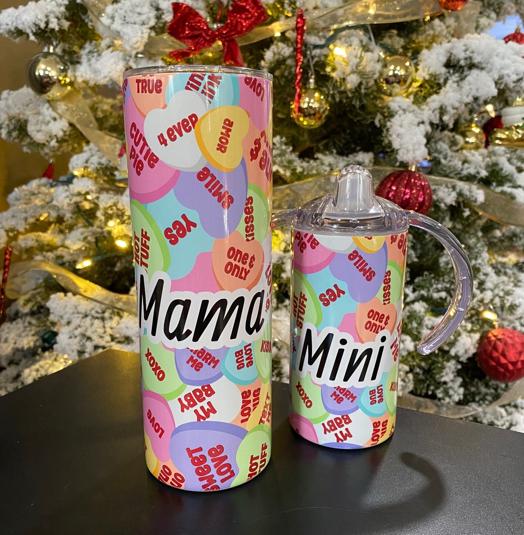 Mama Mini Valentine Hearts Matching Tumbler Sippy Cup, Gift for Mom ...