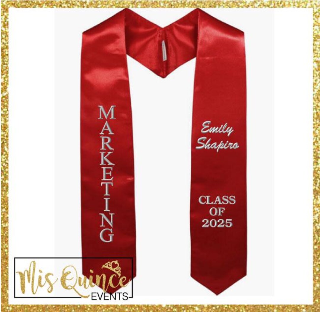 Custom Design Marketing Embroidered 72" Graduation Stole, Personalized ...
