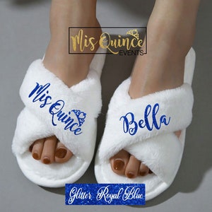 Personalized Quinceañera Fuzzy Slippers, Pantuflas Para Quinceañera ...