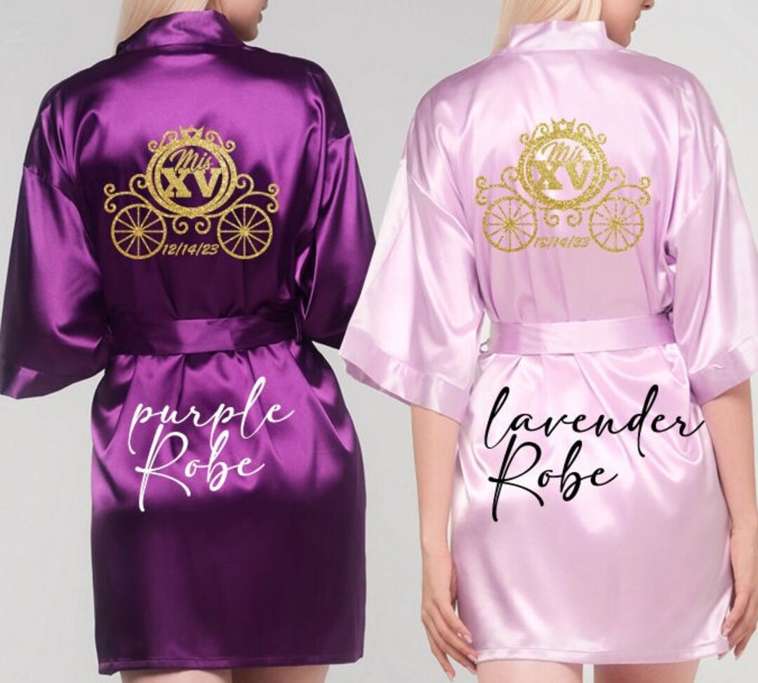 Includes FREE Front Personalization, Mis Quince Satin Robe With ...
