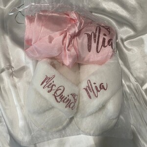 Personalized Quinceañera Fuzzy Slippers, Pantuflas Para Quinceañera ...