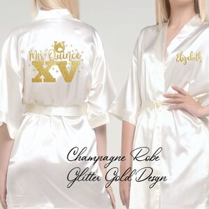Includes FREE Front Personalization, Mis Quince Satin Robes With ...