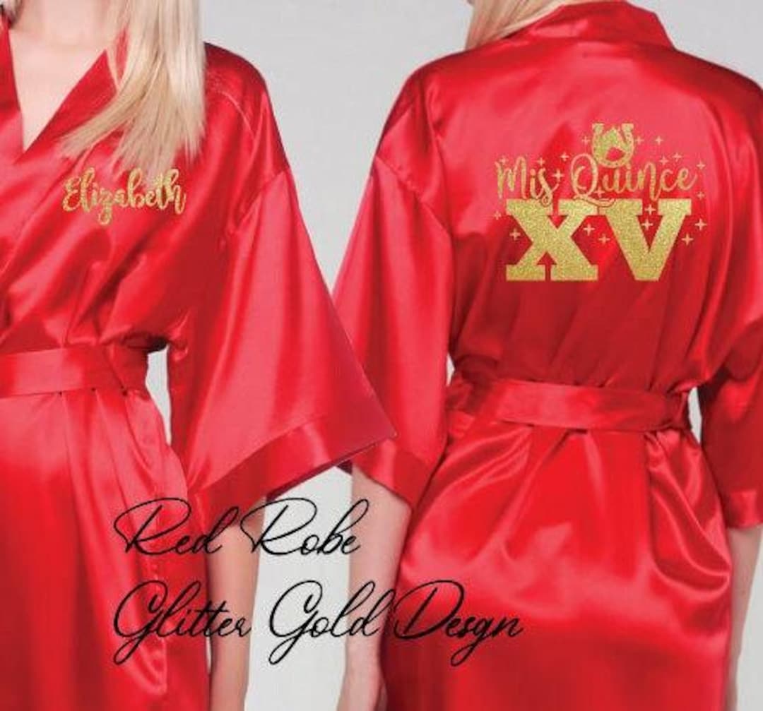Includes FREE Front Personalization, Mis Quince Satin Robes With ...