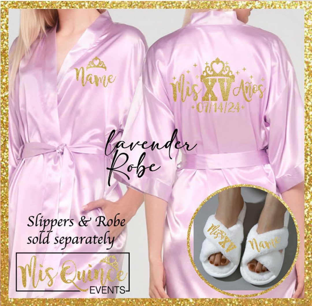 Includes FREE Front Personalization, Mis Quince Satin Robes With Crown ...