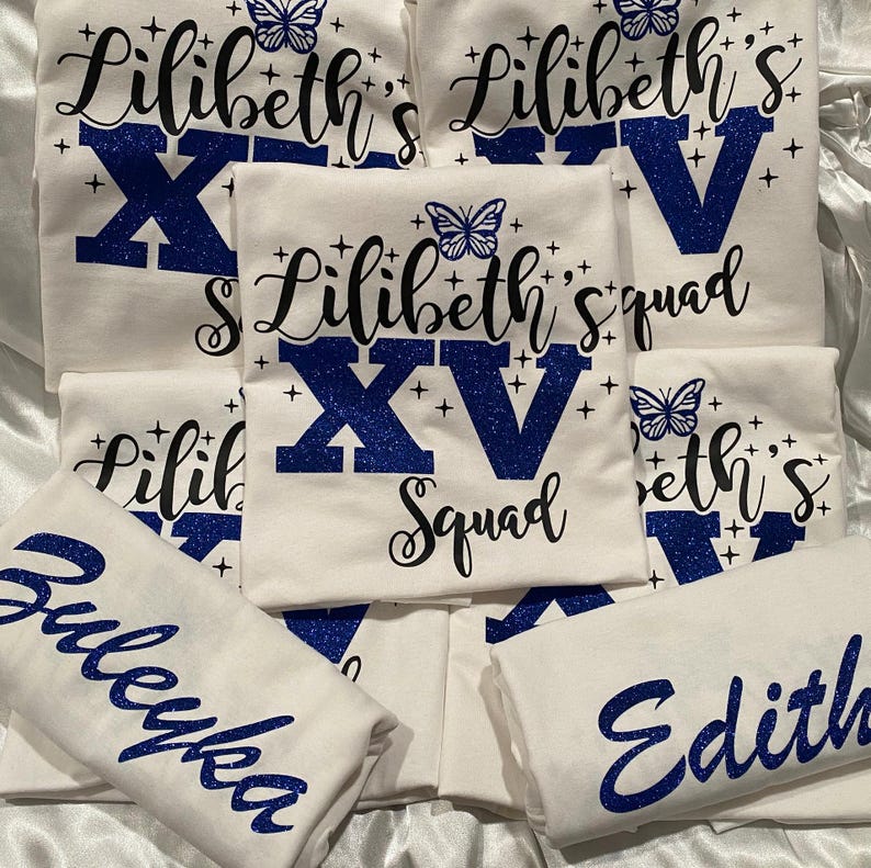 Includes FREE Personalization, Quinceañera Squad Custom Tees With ...