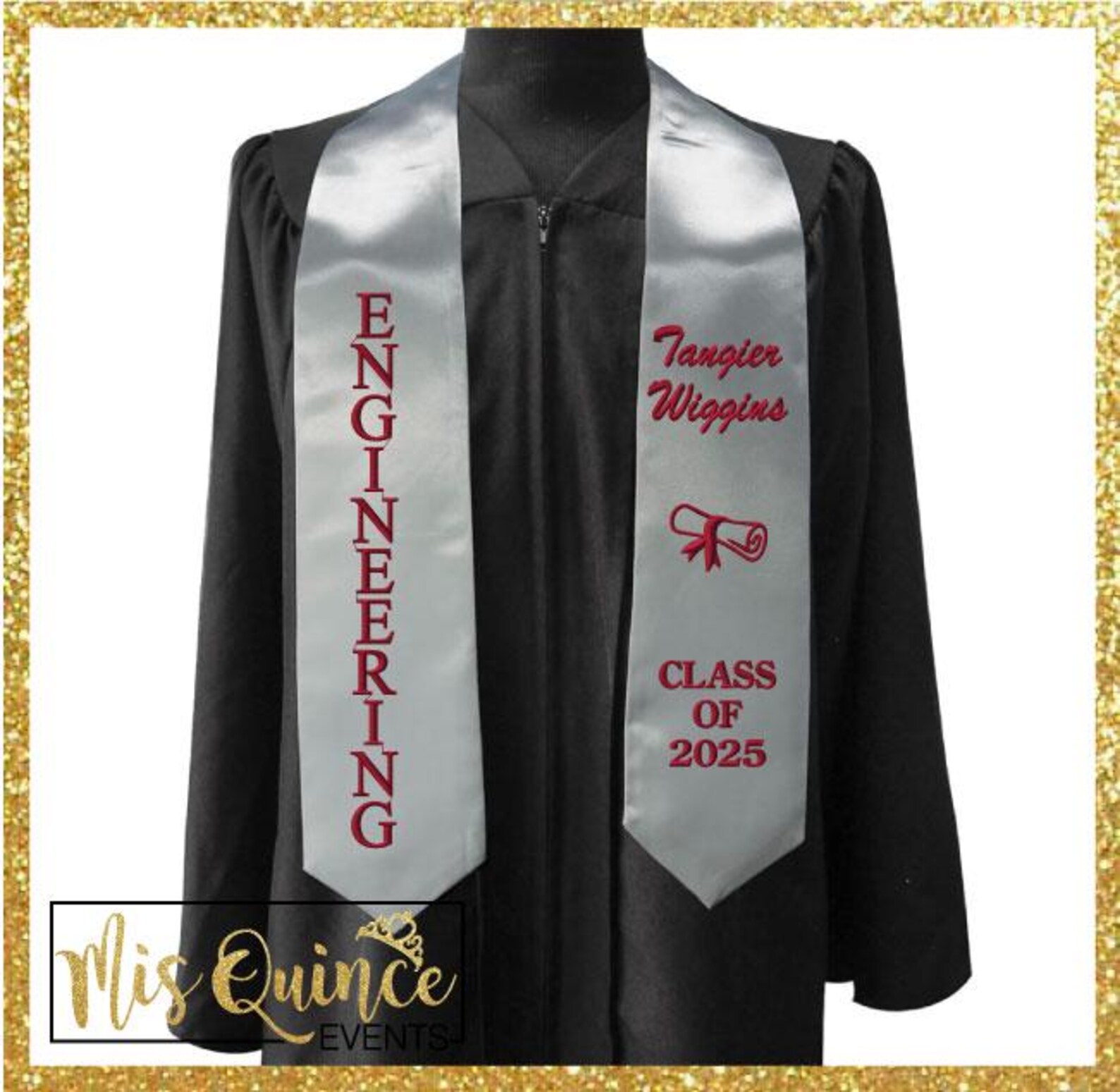 Custom Engineering Embroidered 72" Graduation Stole, Personalized Class ...