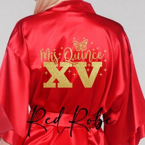 Includes FREE Front Personalization, Mis Quince Butterfly Satin Robes ...