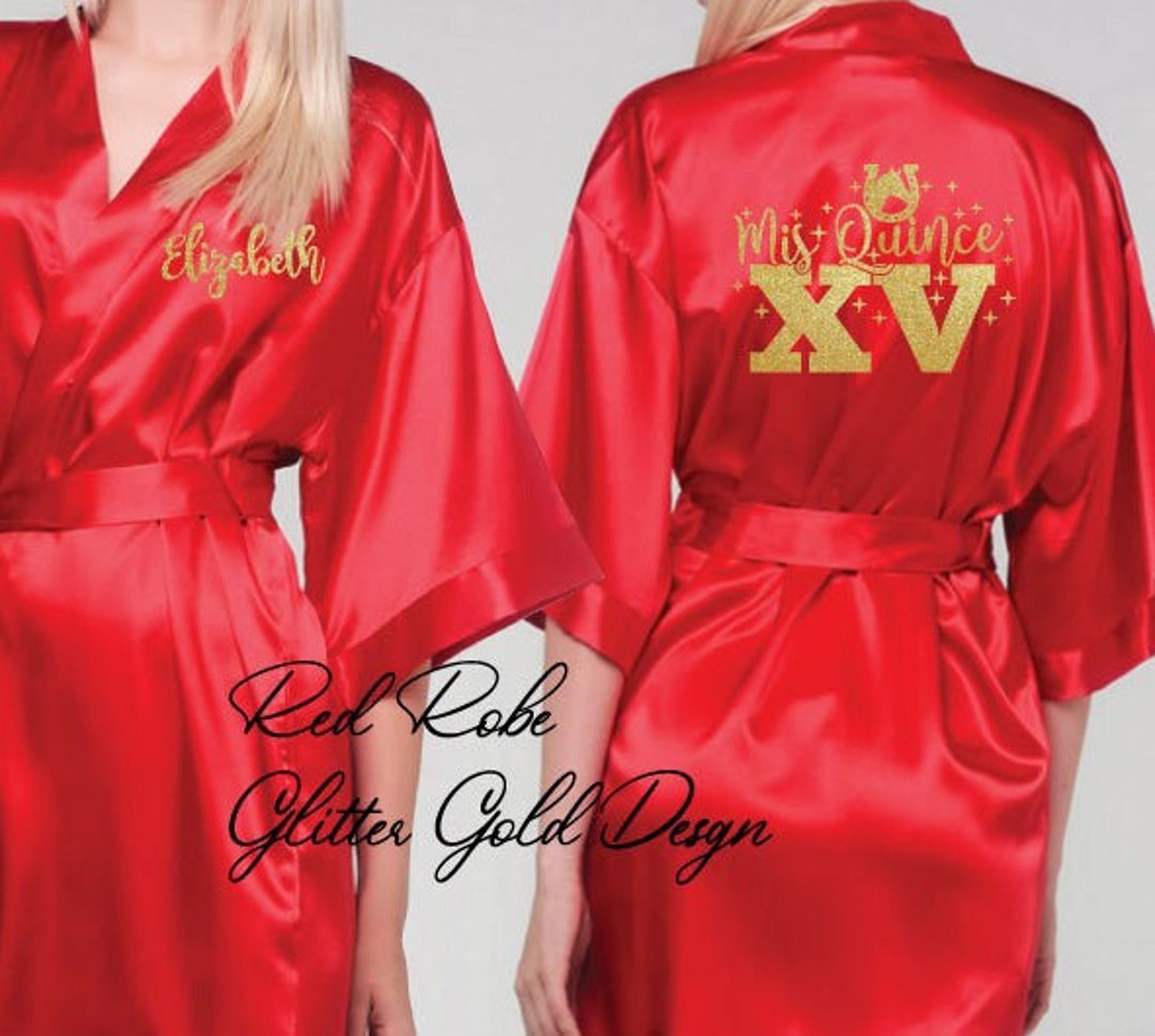 Includes FREE Front Personalization, Mis Quince Satin Robes With ...