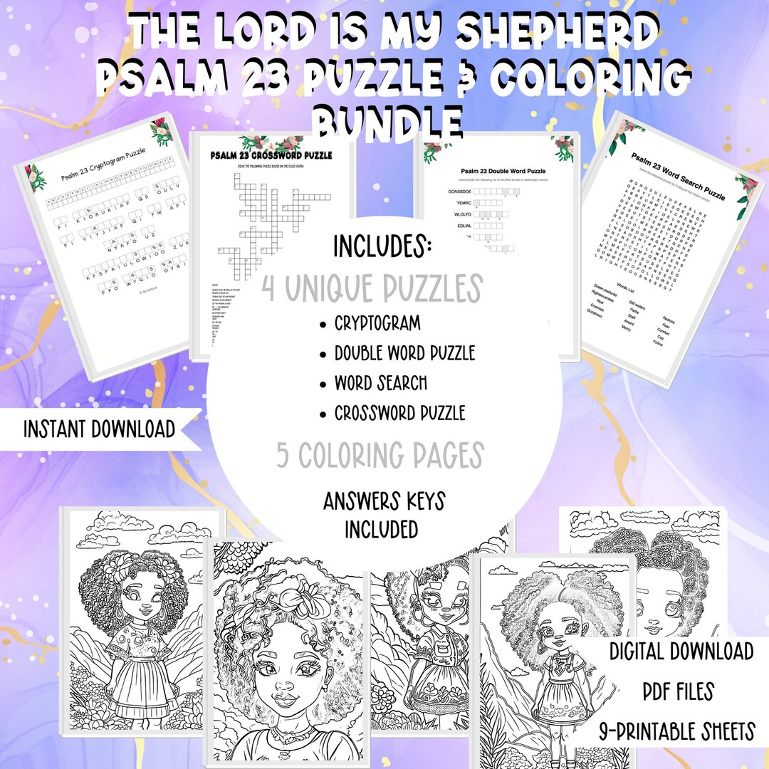 The Lord is My Shepherd | Psalm 23| Word Puzzles | Coloring Pages ...