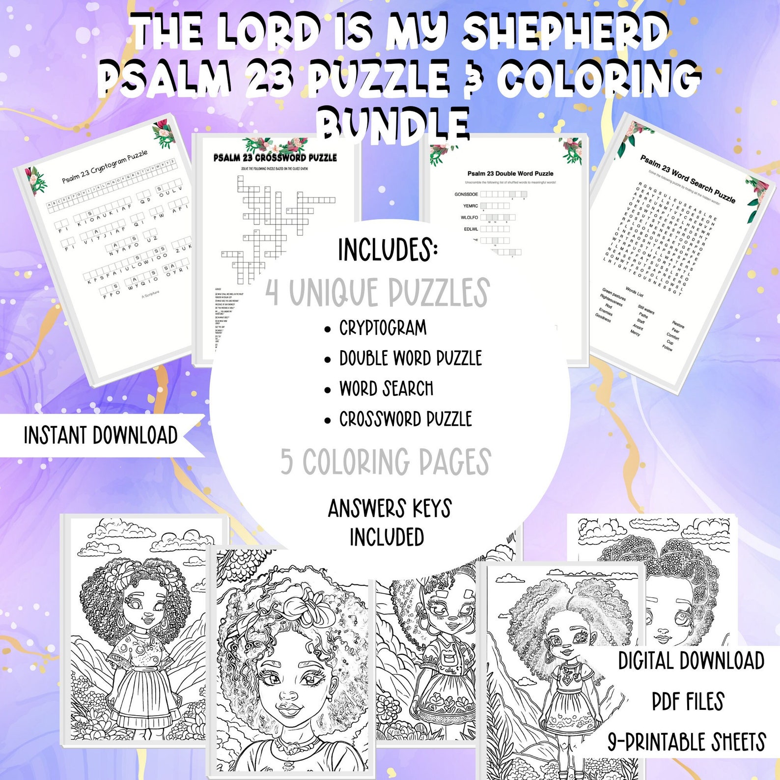 The Lord is My Shepherd | Psalm 23| Word Puzzles | Coloring Pages ...