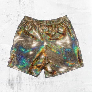 Men's Gold Holographic Festival Rave Shorts - Etsy