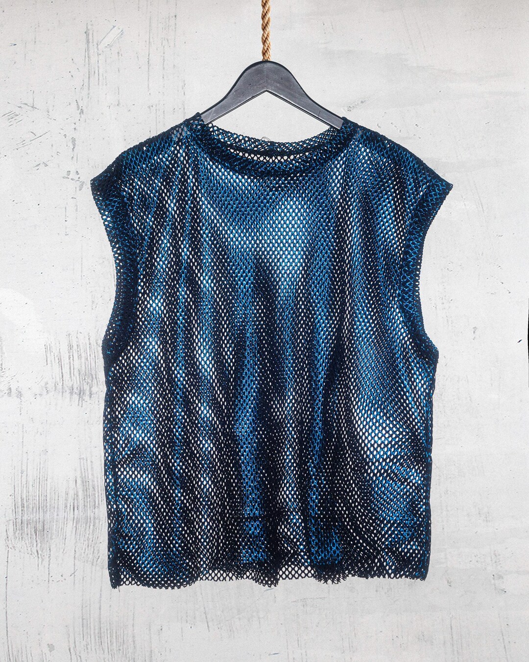 Men’s Metallic Blue Sleeveless Mesh Top | Festival and Party Wear - Etsy