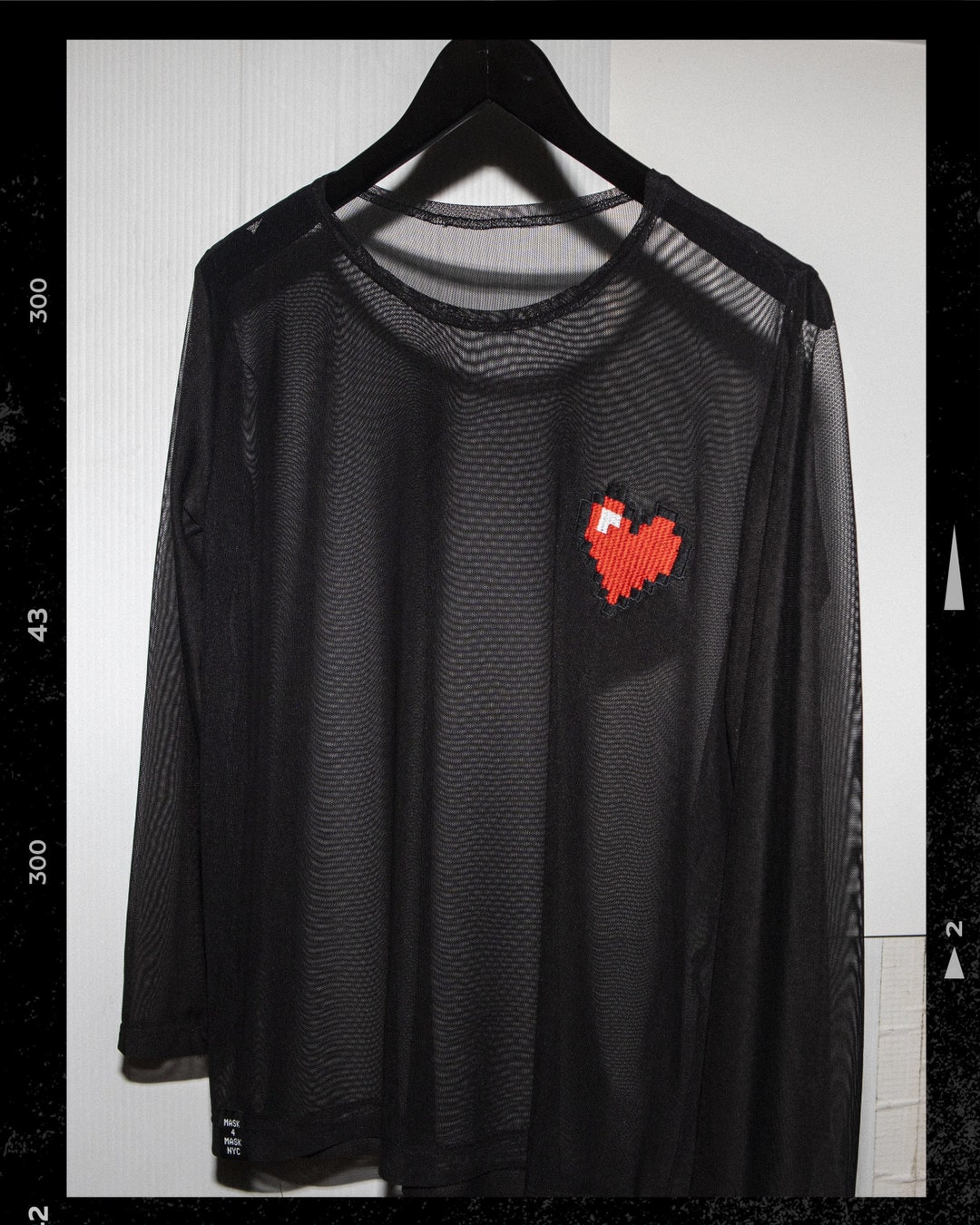 Mens Mesh Shirt With PIXEL HEART Embroidered - Etsy