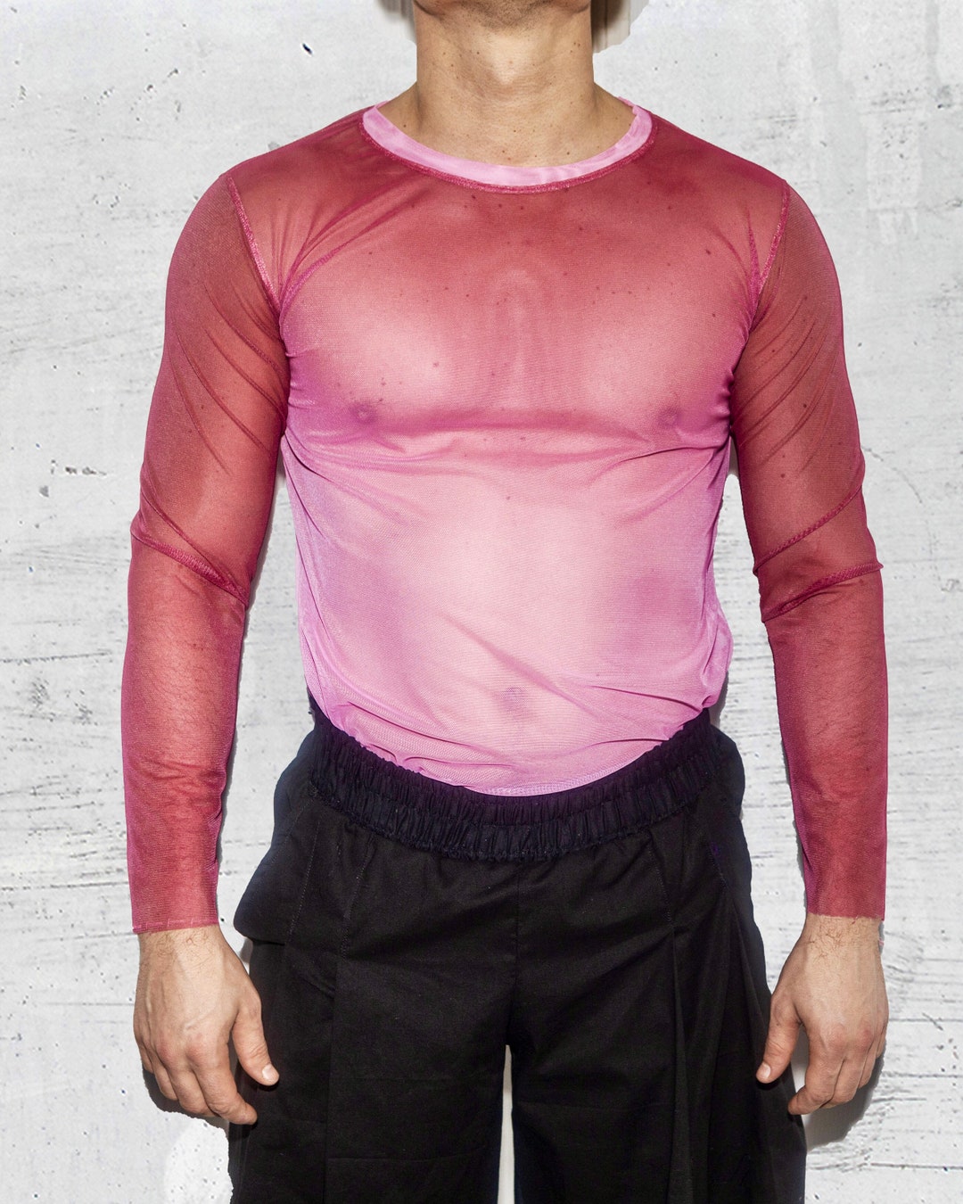 Mens Mesh Gradient Shirt Long Sleeves Club/festival - Etsy