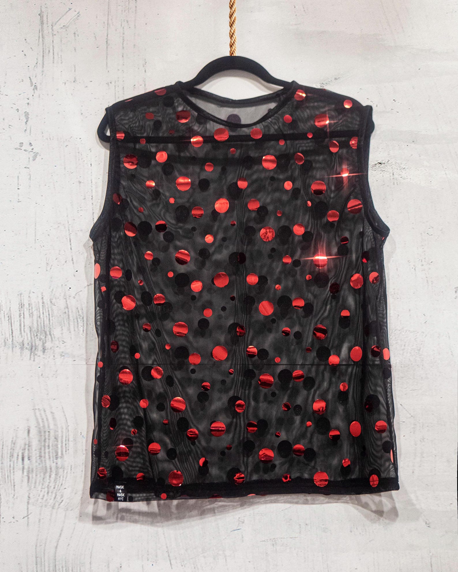 Men’s Sheer Black Mesh Tank Top With Metallic Red Circle Details - Etsy