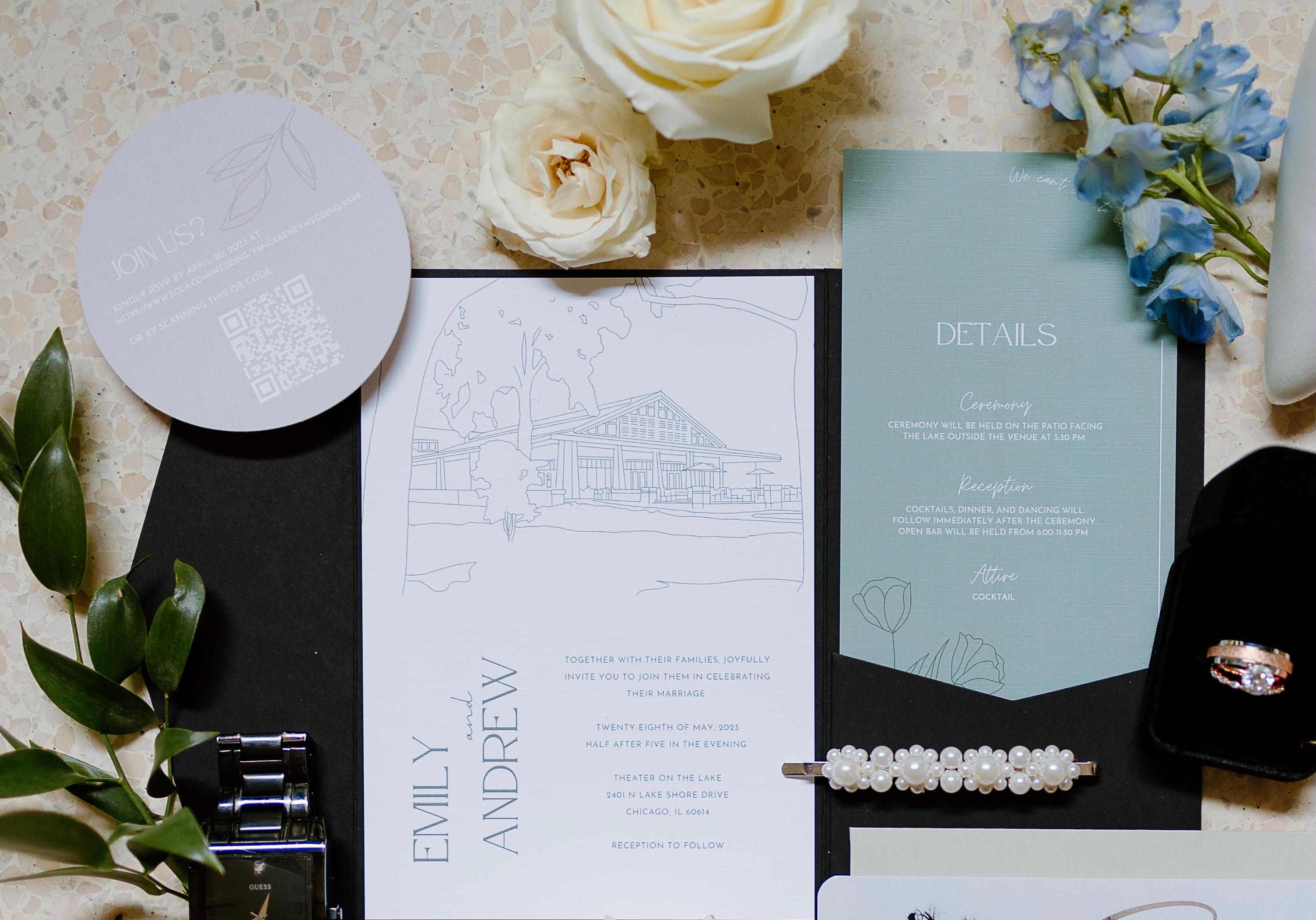 Minimalist Wedding Invitation Design Suite With Custom Venue Line ...