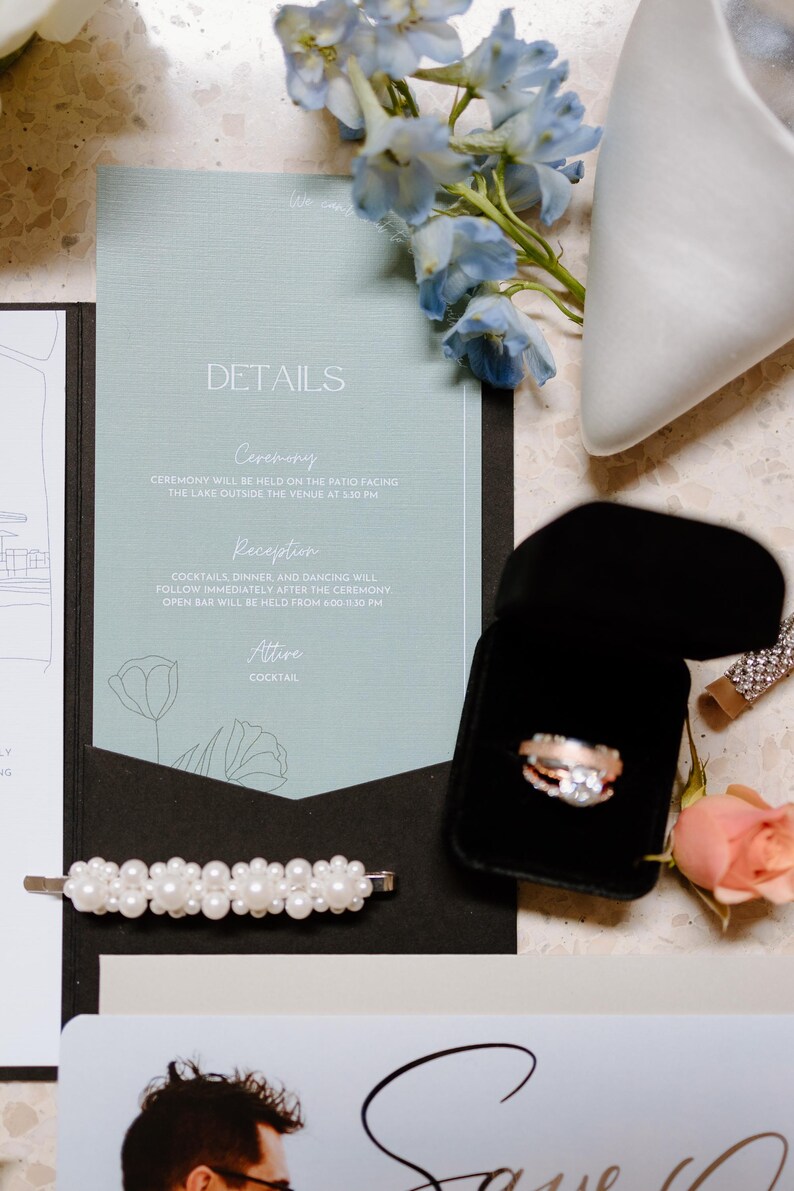 Minimalist Wedding Invitation Design Suite With Custom Venue Line ...