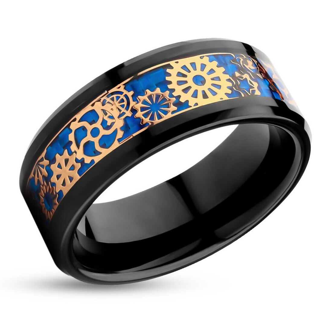 Gear Wedding Ring,tungsten Wedding Ring,engagement Ring,black Tungsten Ring,unique Tungsten Ring ...