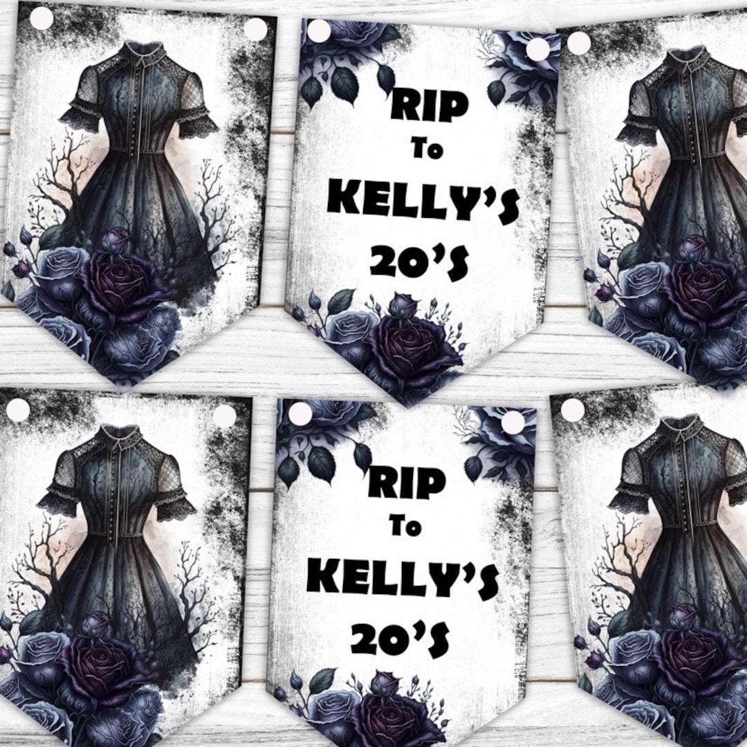 Gothic Rip Birthday Bunting, Personalised Gothic Bunting , Rip to Your ...