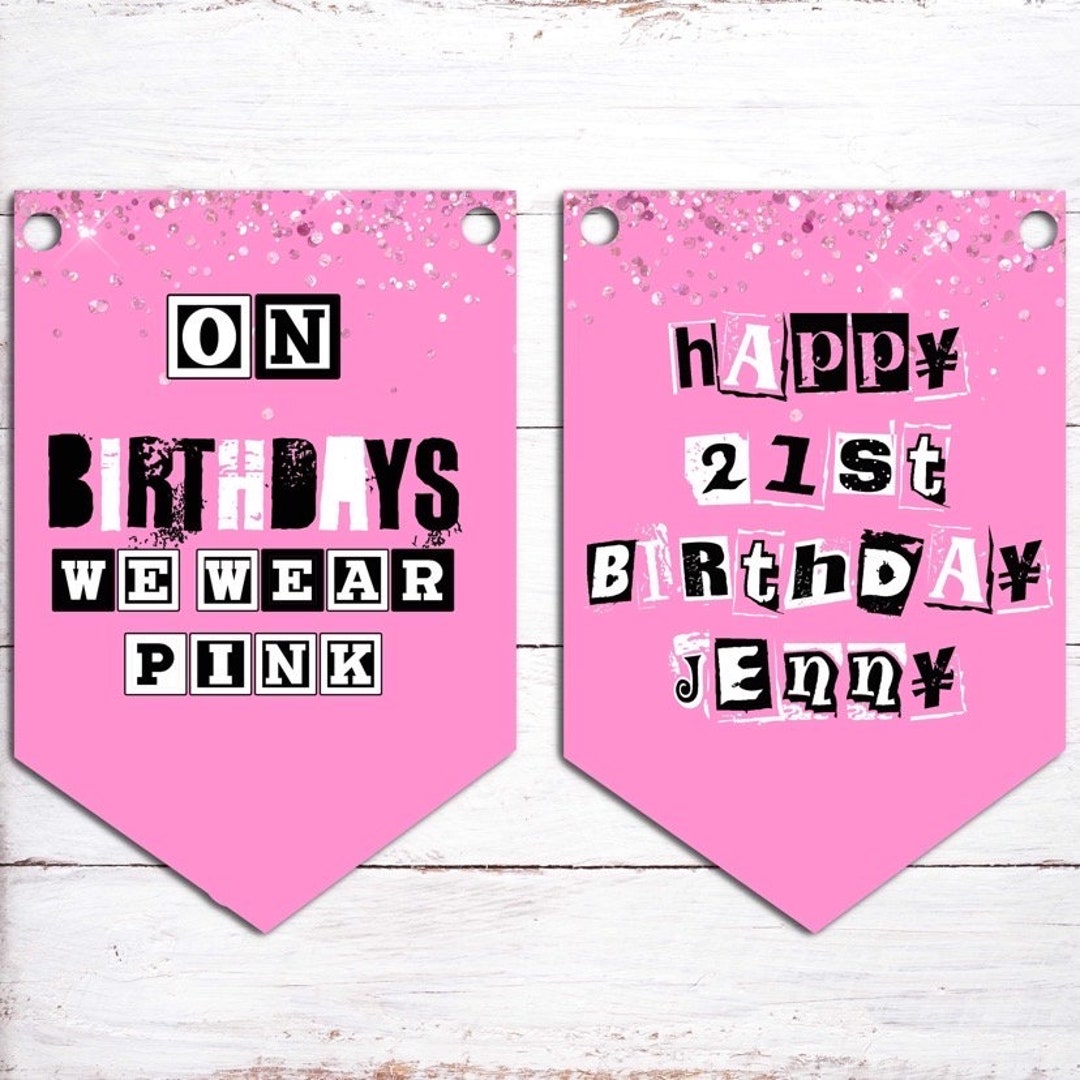 Girls Bunting ,mean, Girl Decoration, Mean Party Decoration, Pink ...