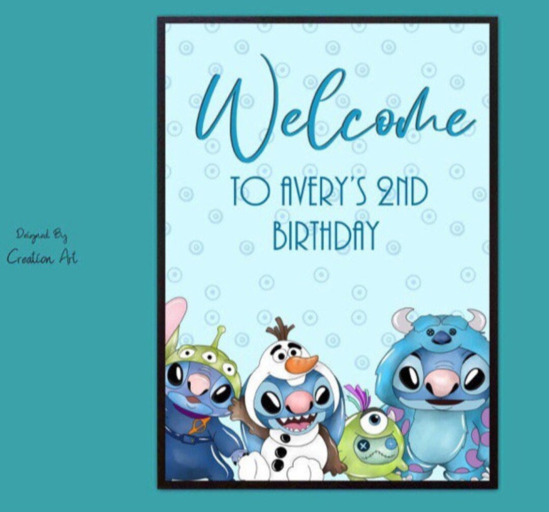 Stitch Party Sign , Stitch Welcome Sign , Stitch Birthday Welcome Sign ...