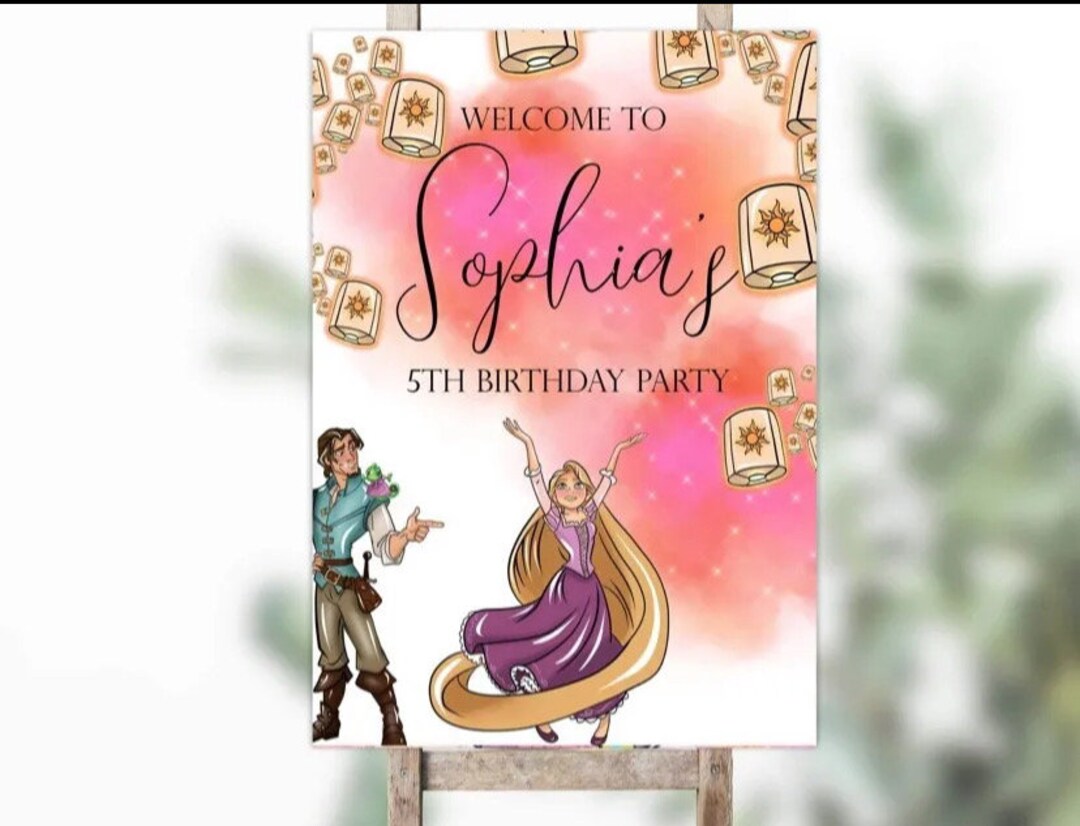 Princess Birthday Welcome Sign , Rapunzel Table Sign , Princess ...