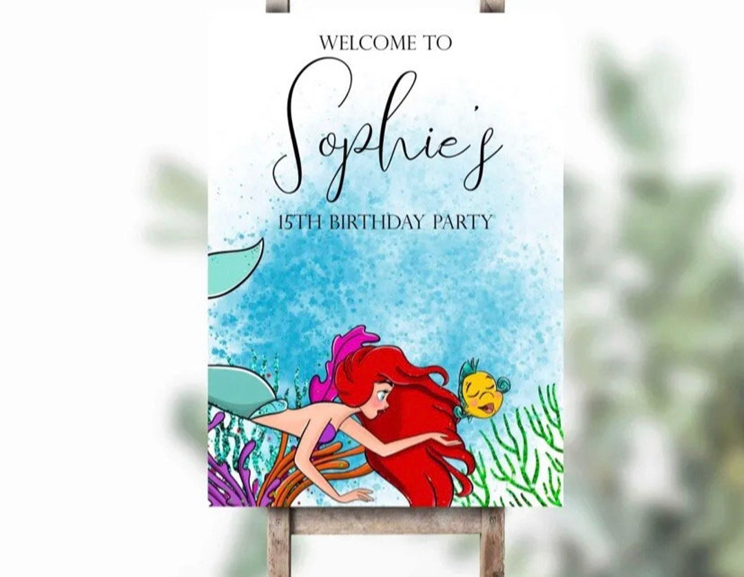 Princess party sign , Ariel welcome sign , princess baby shower sign ...