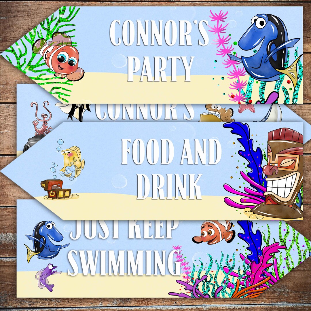 Nemo Personalised Party Arrows, Nemo Party Decoration , Nautical ...