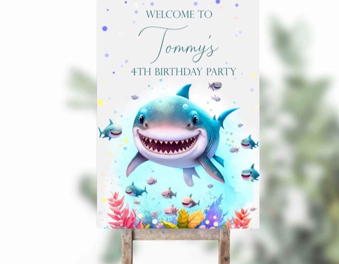 Shark Party Sign , Shark Welcome Sign , Sharks Birthday Welcome Sign ...