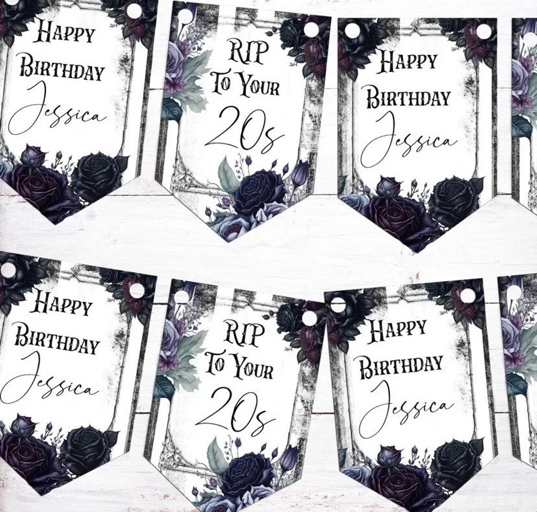 Gothic Rip Birthday Bunting, Personalised Gothic Bunting , Rip to Your ...