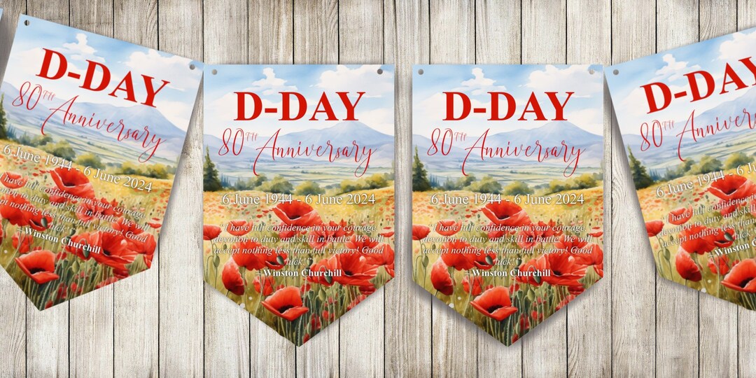 D-day Bunting , 80th Anniversary Bunting, War Decoration, Banner 80 ...