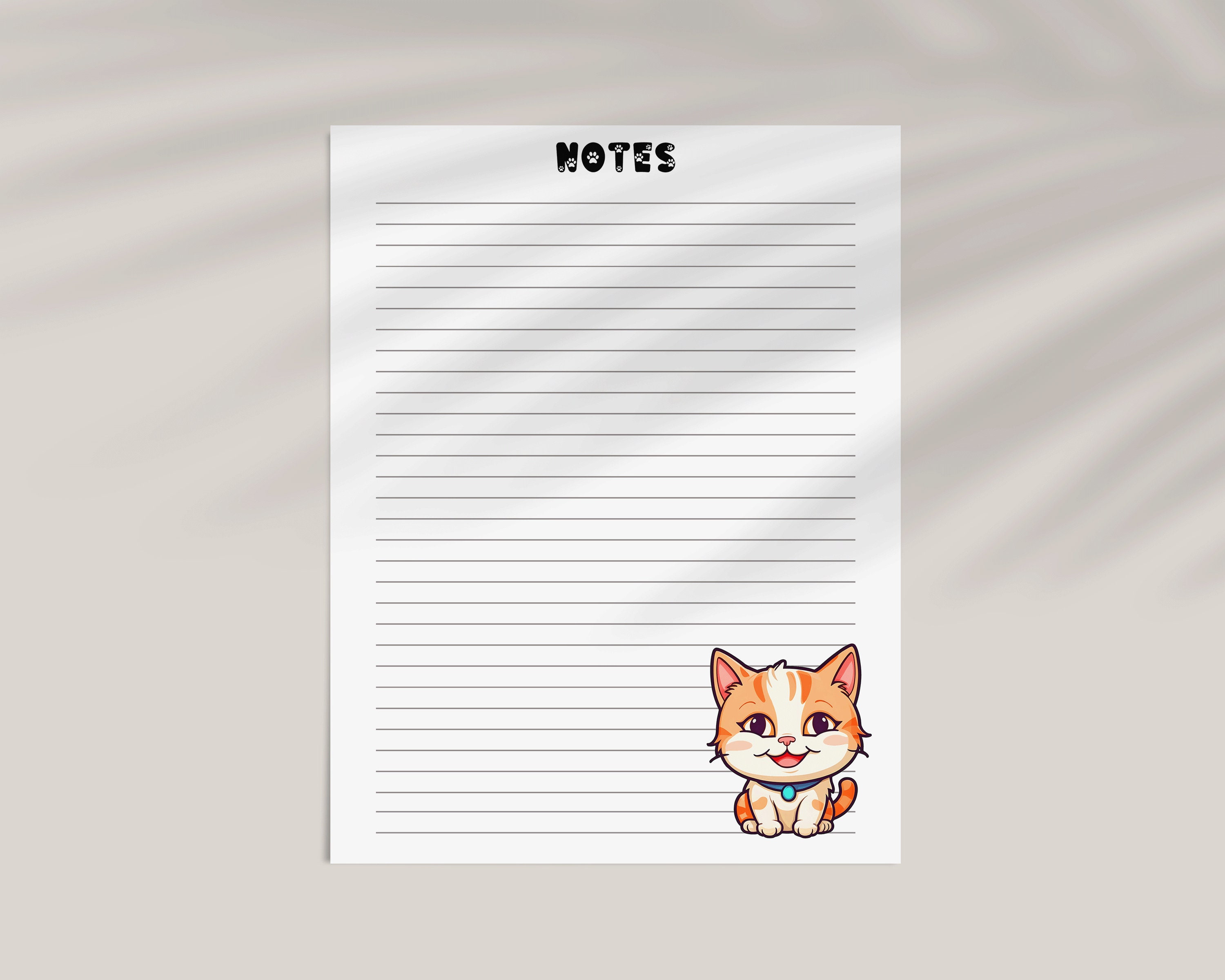 Cat Printable Stationery, Cat Writing Paper, Printable Writing Paper ...