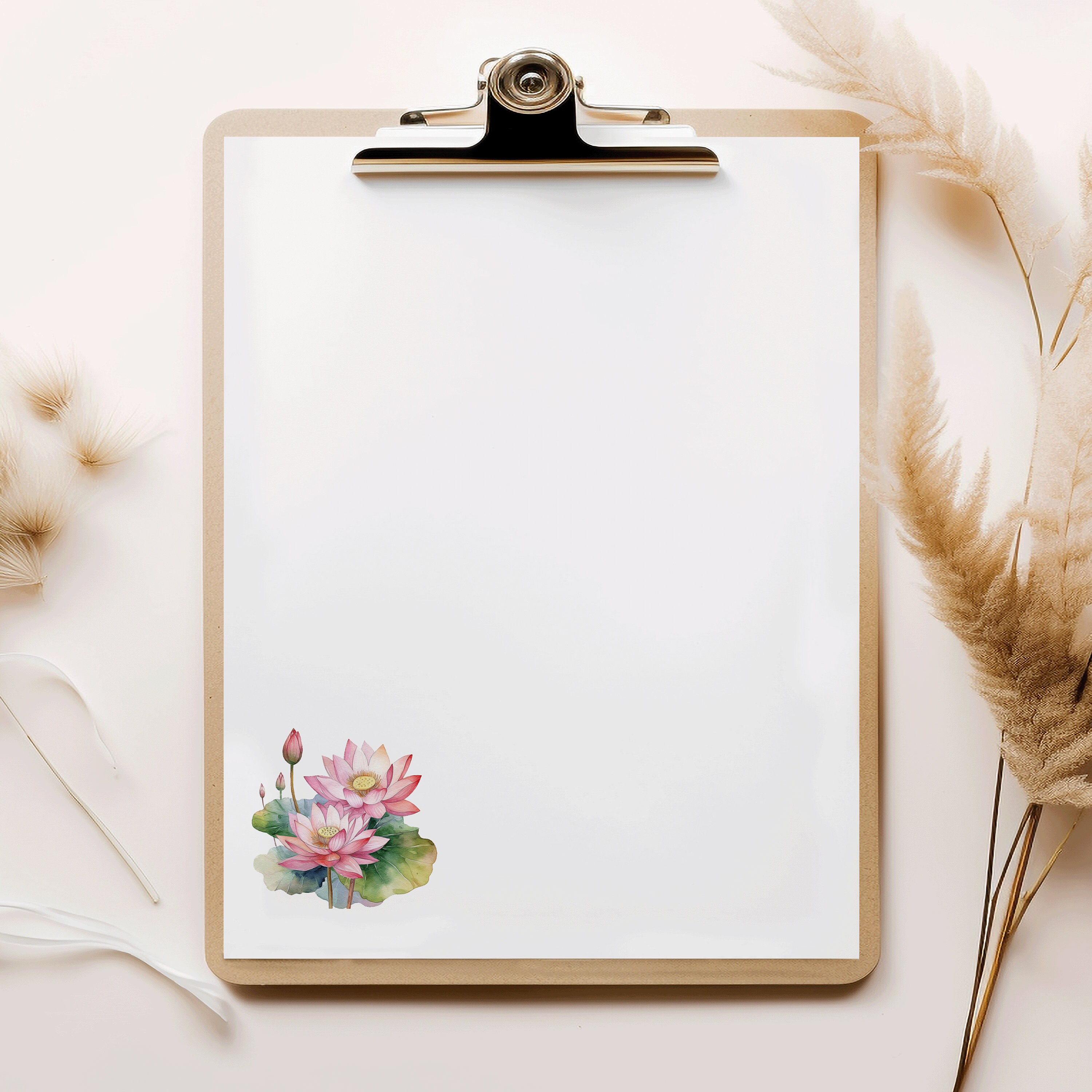 Lotus Flower Printable Stationery, Floral Letter Writing Paper, Floral ...